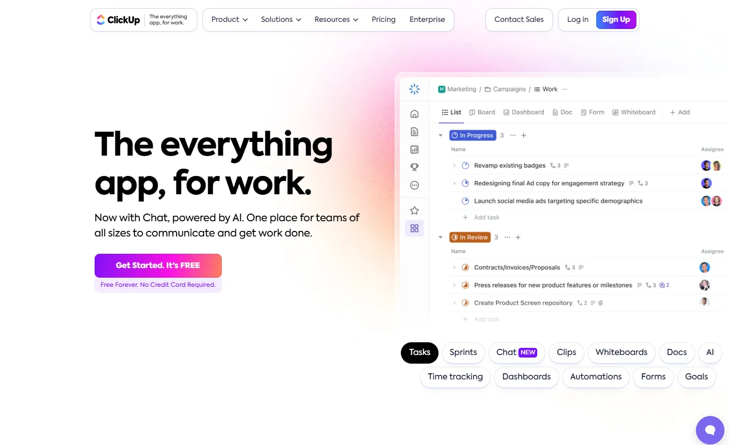ClickUp: Comprehensive workspace platform for teams to manage projects efficiently
