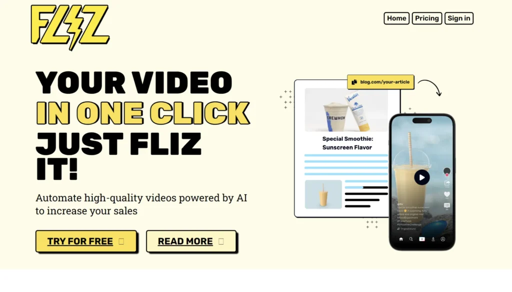 Fliz AI: Web content to video converter with automated script and ...