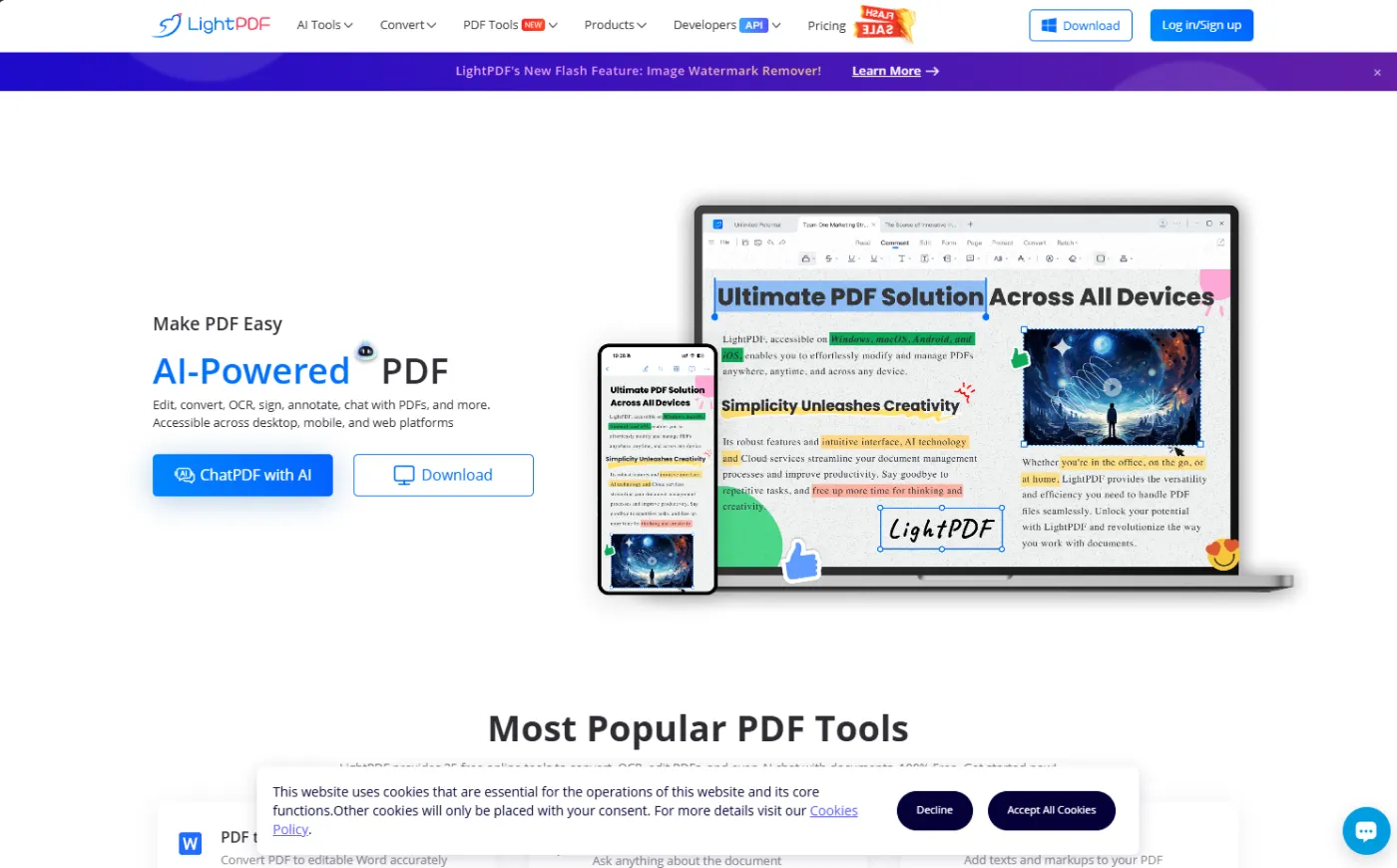 LightPDF: Comprehensive PDF management and conversion tools suite.