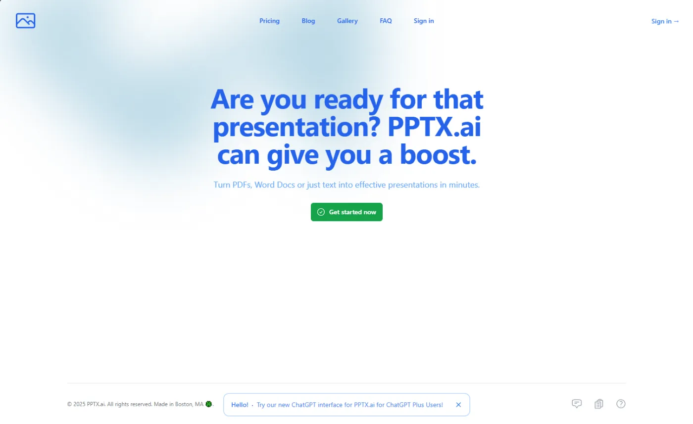 PPTX.ai: Advanced presentation creation and editing software.