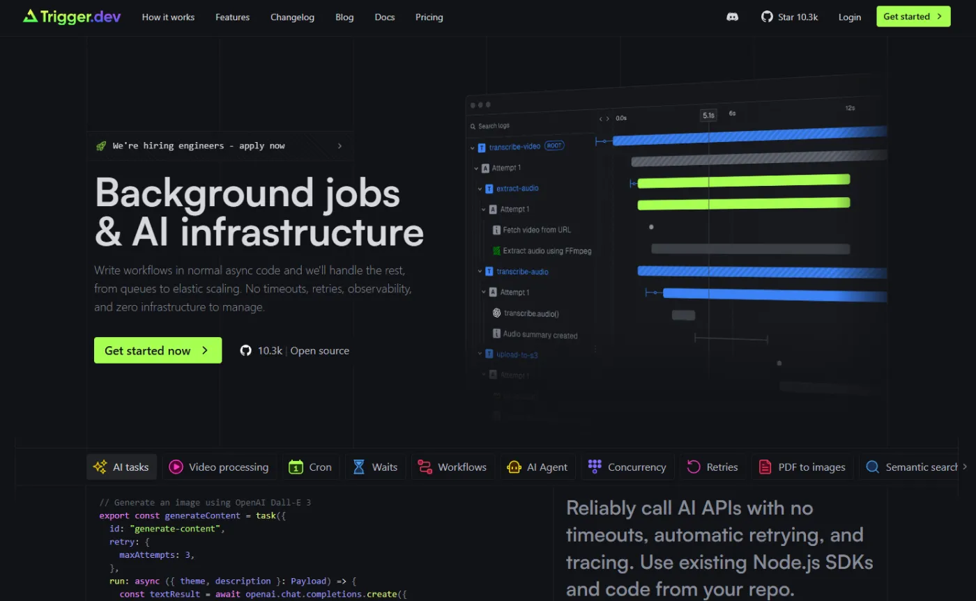 Trigger.dev: Reliable background job management platform with no timeouts