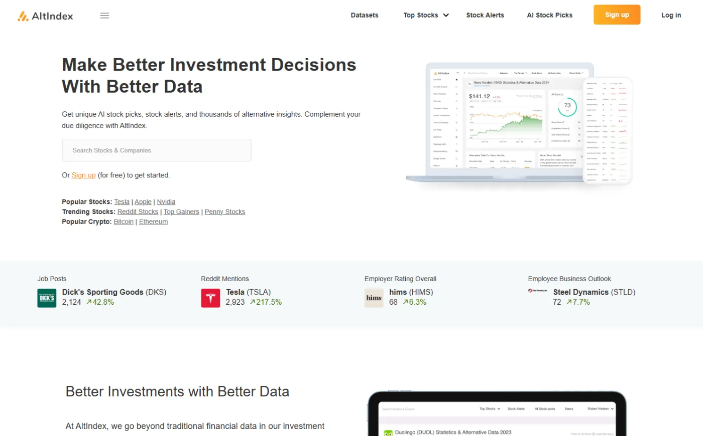 AltIndex: Advanced alternative data analytics and stock insights platform